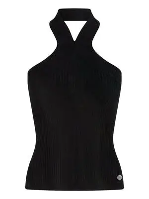 Karl Lagerfeld Ribbed Halterneck Top - Black