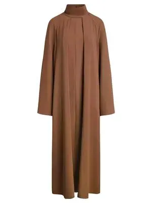 12 STOREEZ High-neck Pleated Maxi Dress - Brown