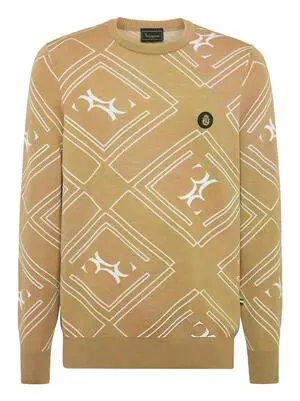 BILLIONAIRE Geometric-pattern Wool Pullover - Neutrals