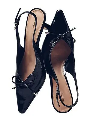 Maeve Pointed-toe Slingback Heels - Black
