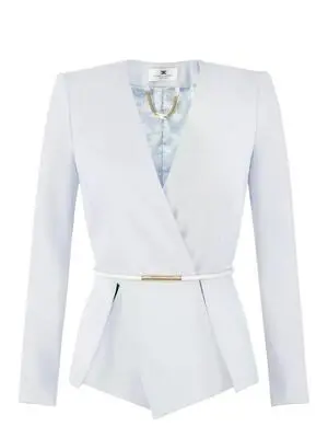 Elisabetta Franchi Wrap Blazer With Belt - White