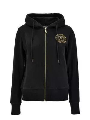 Versace Logo-patch Zip-up Hoodie - Black
