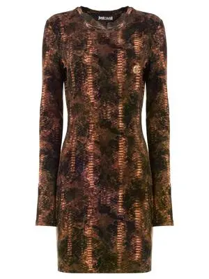 Just Cavalli Snakeskin-print Mini Dress - Brown