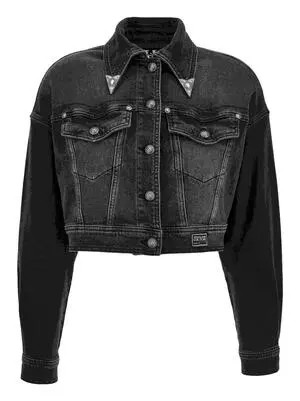 Versace Embroidered Denim Jacket - Black