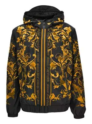 Versace Baroque-print Hooded Jacket - Black