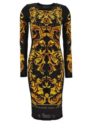 VERSACE Baroque-Print Long-Sleeve Dress
