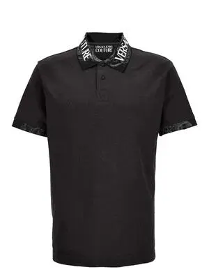 Versace Logo-print Collar Polo Shirt - Black