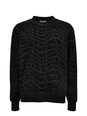 Versace Logo-print Velour Sweatshirt - Black