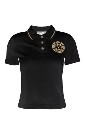 Versace Embroidered-logo Polo Shirt - Black