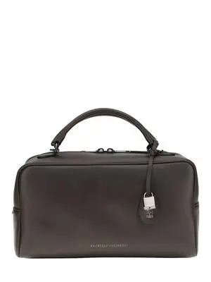 Brunello Cucinelli Leather Boston Explorer Handbag - Dark