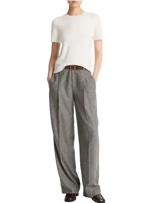 Vince Plaid Wool-blend High-waist Trousers - Red