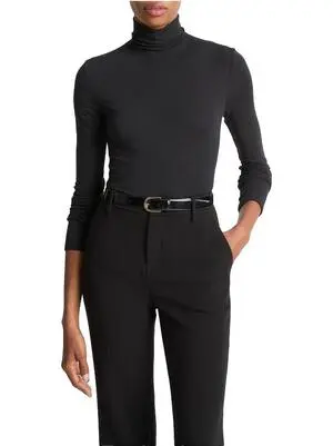 Vince Essential Long-sleeve Turtleneck Top - Black