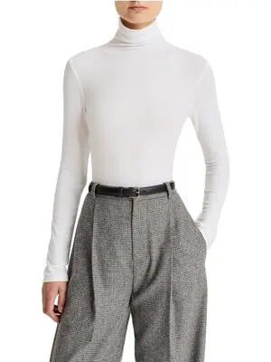 Vince Essential Long-sleeve Turtleneck Top - White