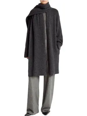 Vince Draped-scarf Wool-blend Car Coat - Gray