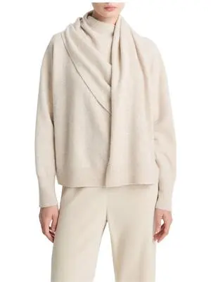Vince Draped Shawl Wool-cashmere Sweater - Neutral