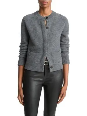 Vince Plush Cashmere Shrunken Cardigan - Gray