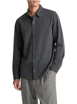 Vince Pinstripe Jacquard Cotton-Blend Shirt Gray
