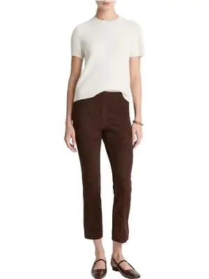 Vince Suede Split-hem Cropped Pant - Brown