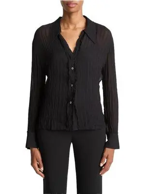 Vince Crushed Stripe Button-front Shirt - Black