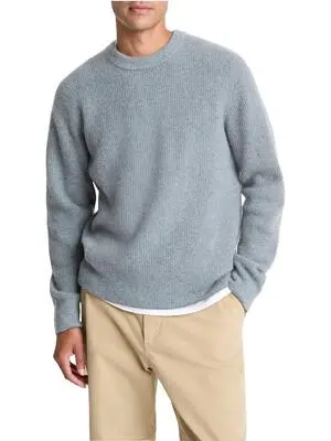 Vince Plush Cashmere Thermal Crew Neck Sweater - Blue