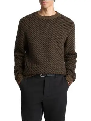 VINCE Birdseye Twill Wool-Cashmere Crewneck Sweater