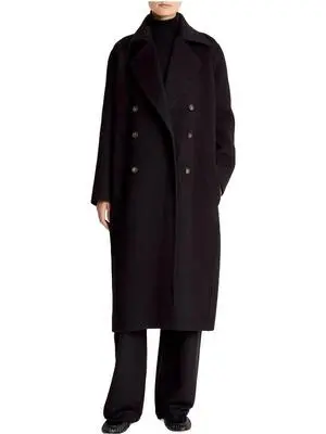Vince Wool-blend Double-breasted Long Coat - Black