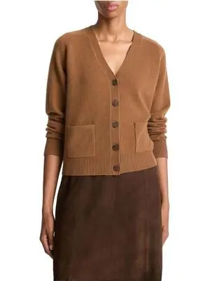 Vince Wool And Cashmere-blend V-neck Cardigan - Brown