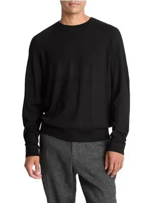 Vince Featherweight Wool-Cashmere Crew Neck Sweater Black