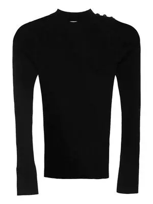FORTE_FORTE Ribbed Button-detailed Sweater - Black