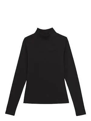 REISS Ribbed Stretch-cotton Top - Black