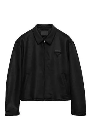 Prada Logo-embellished Wool And Cashmere Blouson Jacket - Black