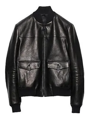 Prada Patch-pocket Leather Bomber Jacket - Black