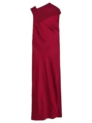 REISS Alula Tie-back Satin Midi Dress - Red