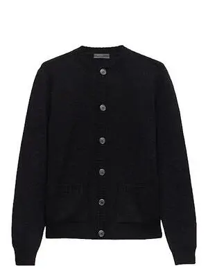 Prada Crew Neck Cashmere Cardigan - Black