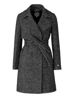Soia & Kyo Houndstooth Wool-blend Trench Coat - Black
