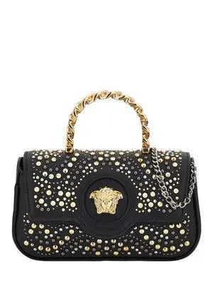 Versace La Medusa Mini Studded Top-handle Bag - Black Palladium