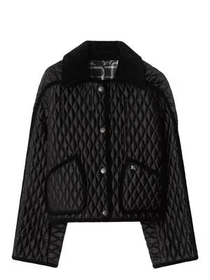 Burberry Cropped Quilted Nylon Floriston Jacket - Black