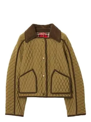 Burberry Cropped Quilted Nylon Floriston Jacket - Willow Brown