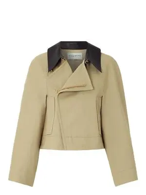 GIVENCHY Cropped Leather-Trimmed Twill Jacket