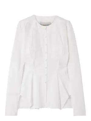 LIBEROWE Lavinia Cotton-poplin Peplum Blouse - White