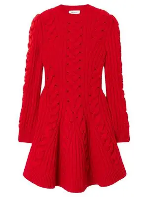 Alexander McQueen Ribbed And Cable-knit Wool And Cashmere-blend Mini Dress - Red
