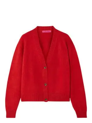 THE ELDER STATESMAN Cashmere Cropped Cardigan - Red