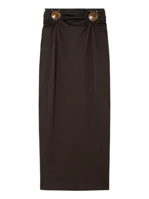 Christopher Esber Mineral Stone Embellished Ruched Jersey Skirt - Brown