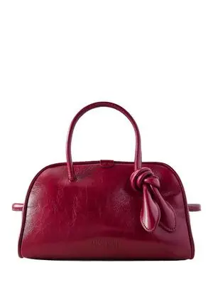 Jacquemus The Turismo Small Crinkled-leather Tote - Burgundy