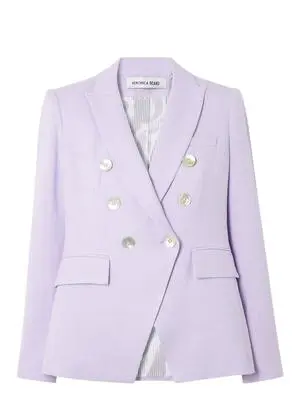 Veronica Beard Miller Dickey Double-breasted Woven Blazer - Purple