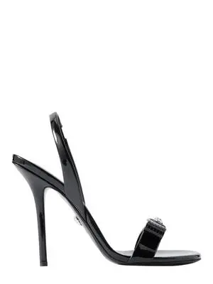 Versace Opera Embellished Patent-leather Slingback Sandals - Black