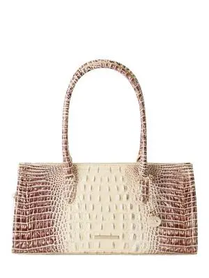 Brahmin Croc-embossed Leather Satchel - Ginger