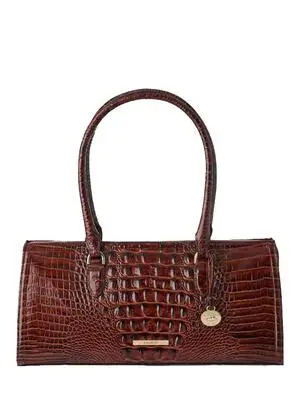 BRAHMIN Croc-Embossed Leather Satchel
