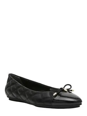Anne Klein Cap-toe Quilted Ballet Flats - Black