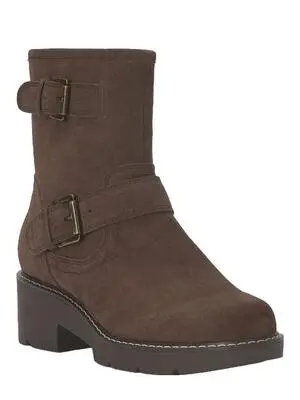 Lucky Brand Block Heel Bootie Cappuccino Suede